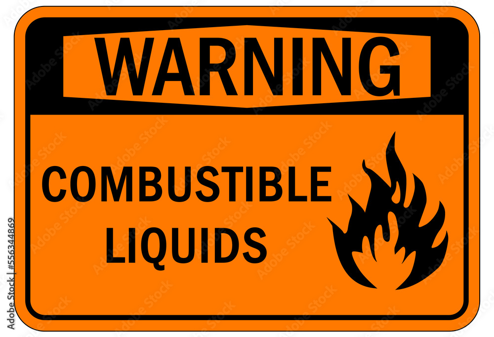 Fire hazard, flammable liquid sign and label combustible liquid Stock ...