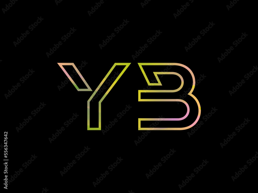YB Letter Logo With Colorful Rainbow Texture Vector Stock Vector ...