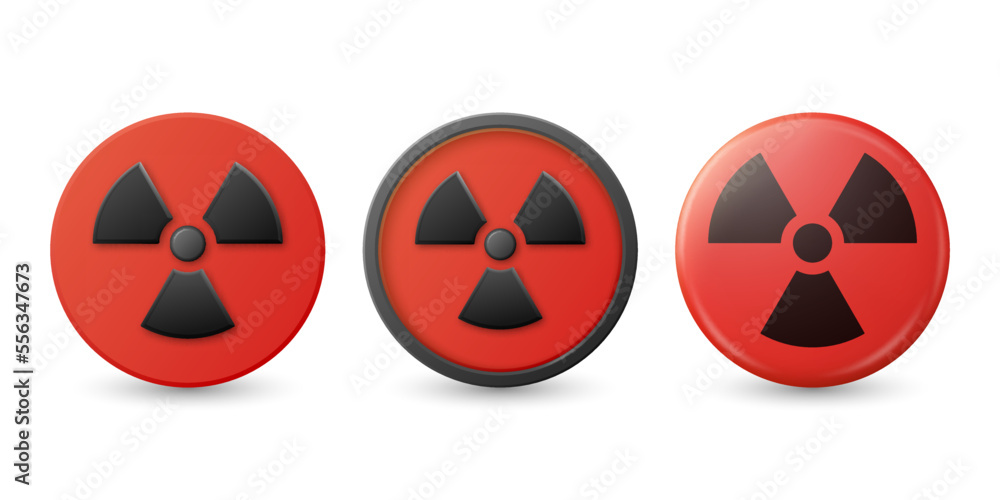 Vector Red Warning, Danger Radiation Sign Icon Set Isolated. Nuclear ...