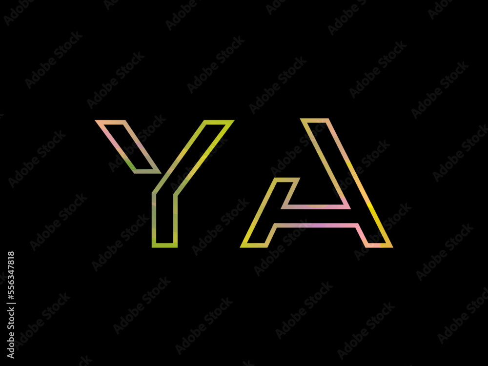 YA Letter Logo With Colorful Rainbow Texture Vector Stock Vector ...
