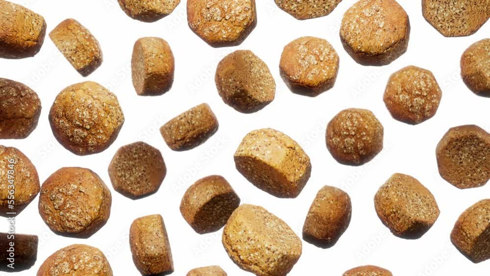 Looping animation featuring a cloud of Brown Bread Rolls floating in ...