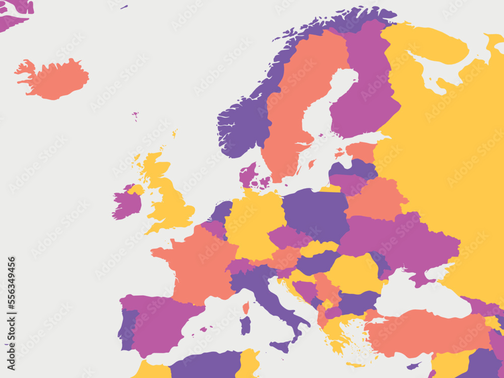 Europe blank map. High detailed political map of european continent ...