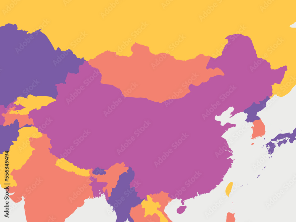 China blank map. High detailed political map of China and neighboring ...