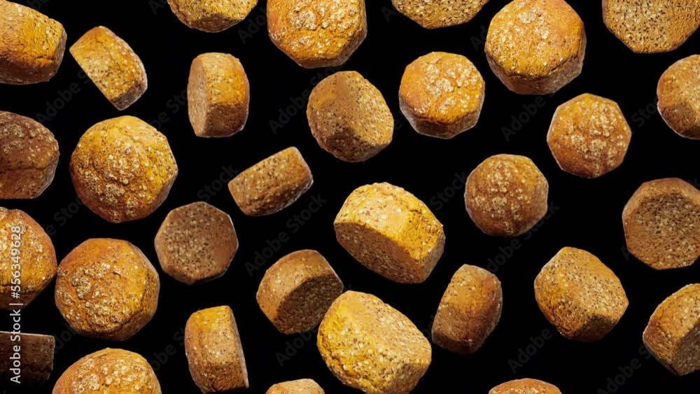 Looping animation featuring a cloud of Brown Bread Rolls floating in ...