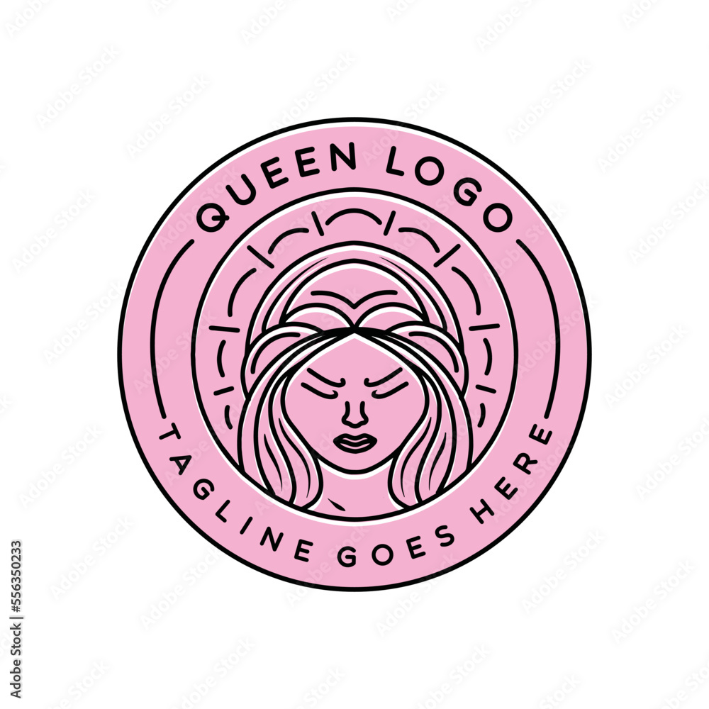 Premium Queen Logo Classic Monoline Design Vector illustration boutique ...