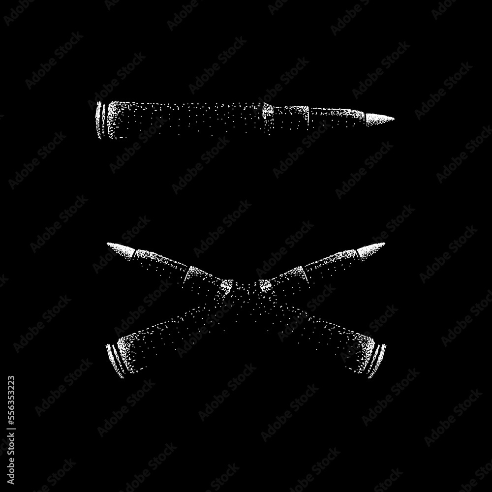 sniper bullets hand drawing vector isolated on black background. Stock ...