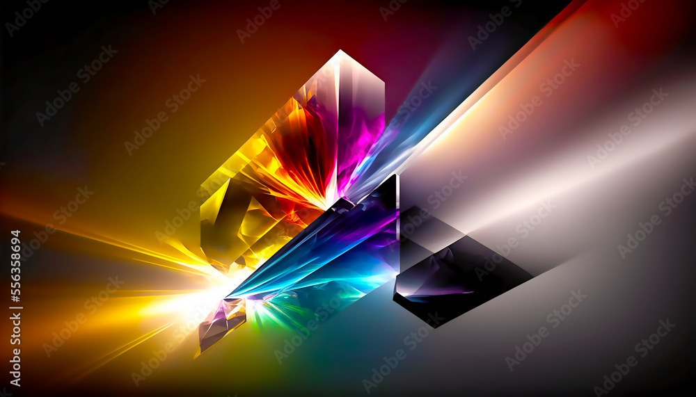 ภาพประกอบสต็อก Prism, abstract, light, rainbow-colored, digital ...