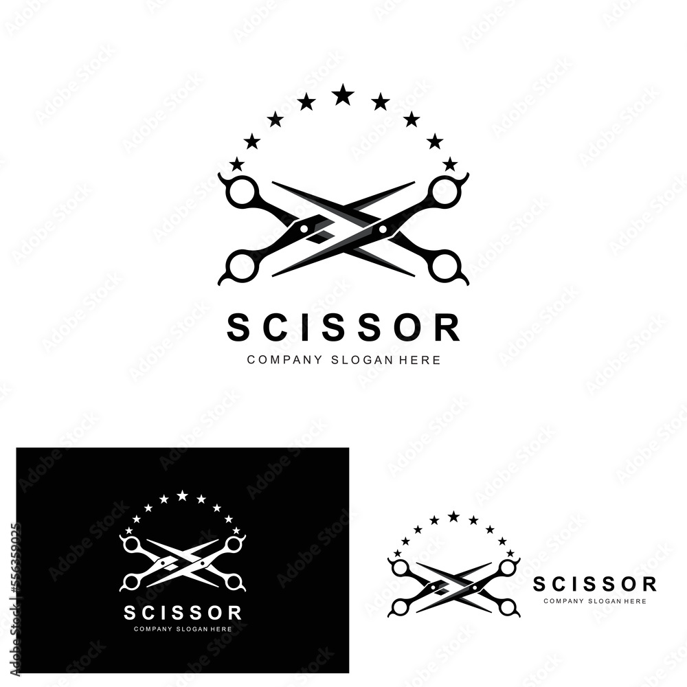Scissors Logo Design, Vector Illustration Cutting Tool Icon Sticker ...