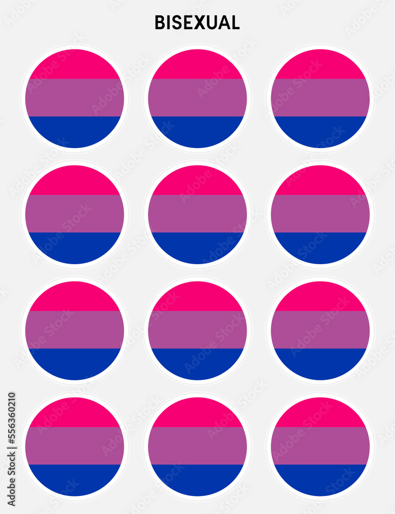 Set Of Pride Flags Bisexual Flags In The Shape Of A Circle Circle Shaped Sticker Icon And Lebt