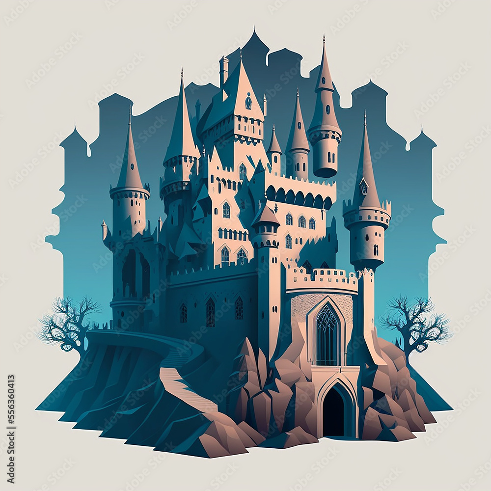 Castle Vector Art AI Generated Stock Illustration | Adobe Stock