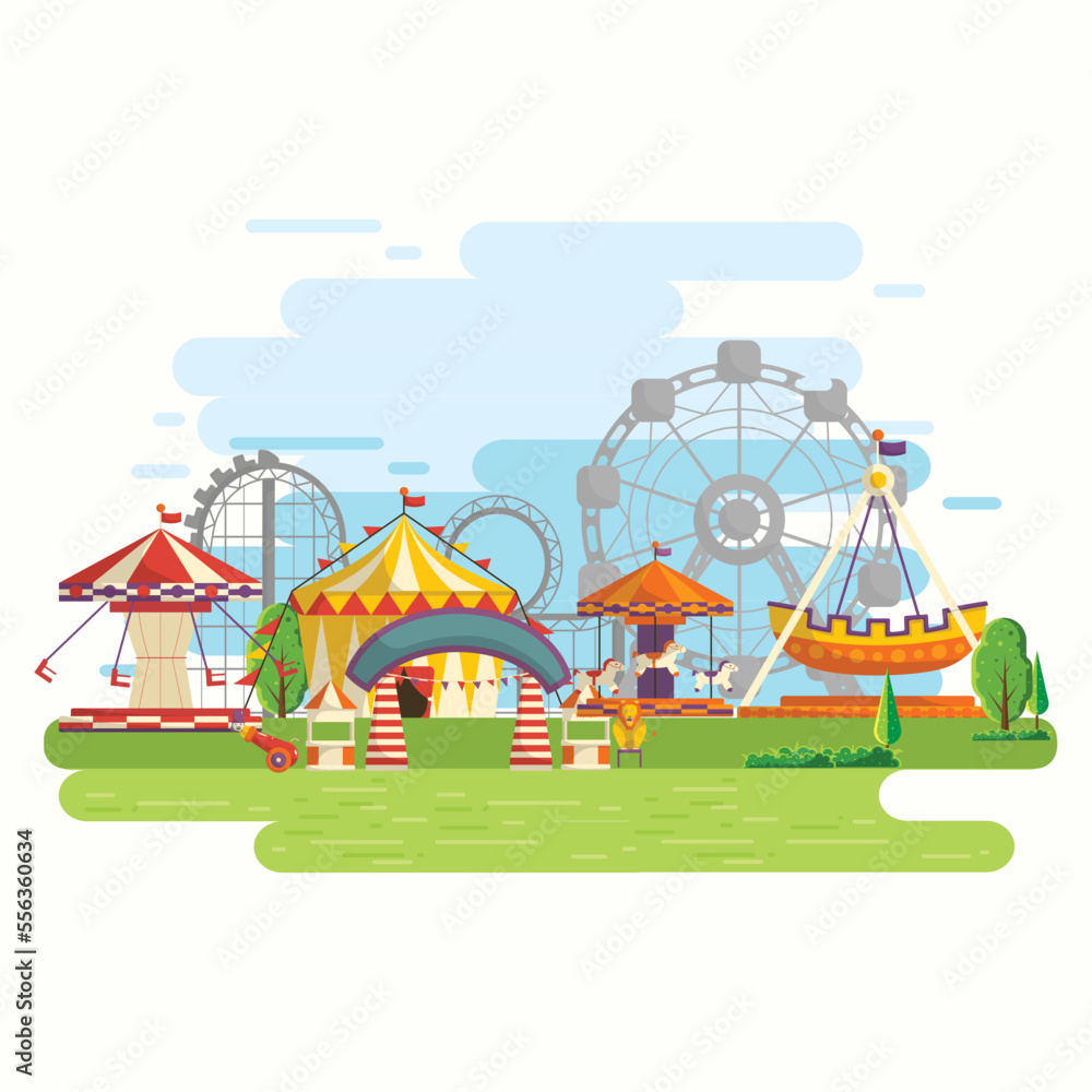 Stock Illustration of Flat design circus and carnival banners, headers ...