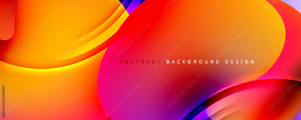 Trendy simple fluid color gradient abstract background with dynamic wave line effect. Vector ...