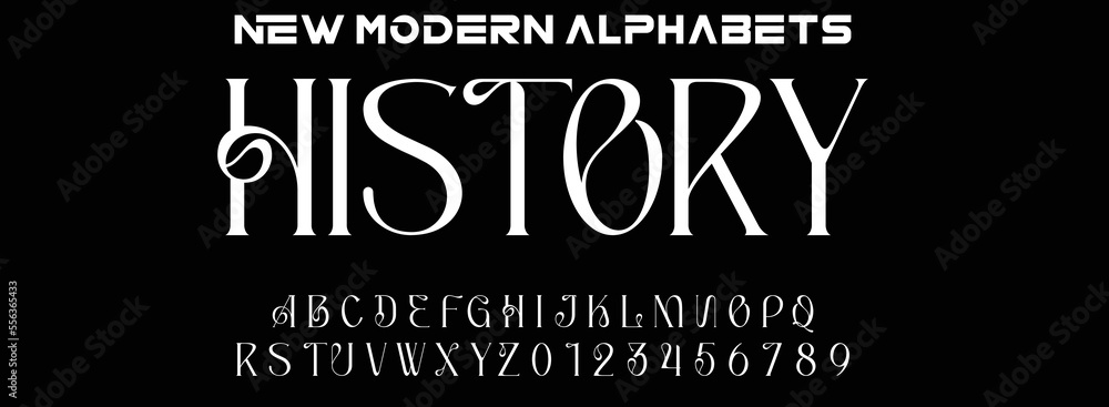 HISTORY Luxury letter fonts and alphabet set. Modern tech typeface ...