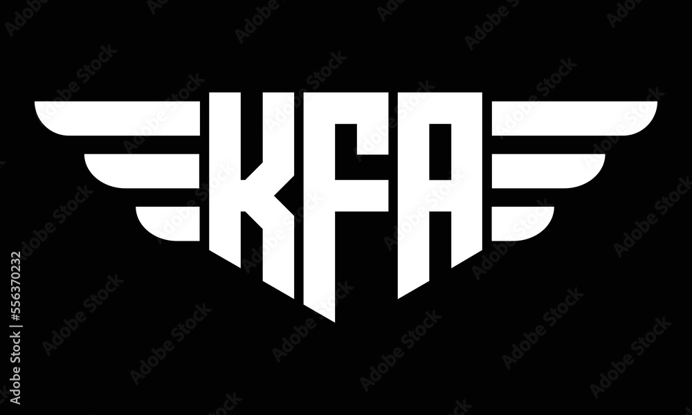 KFA three letter logo, creative wings shape logo design vector template ...