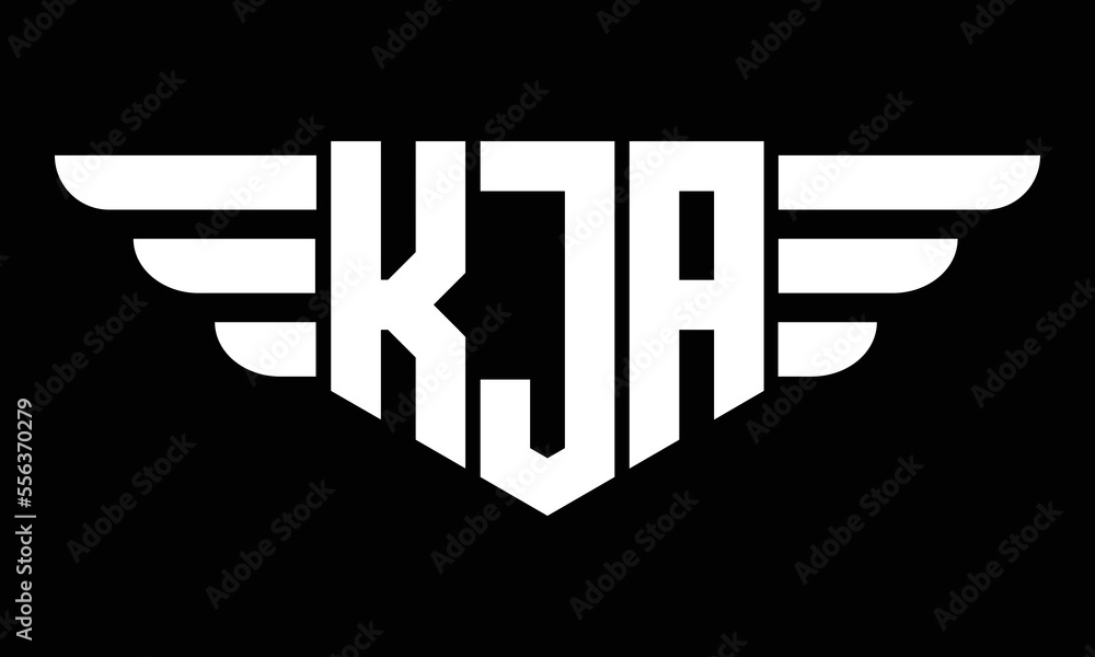 KJA three letter logo, creative wings shape logo design vector template ...