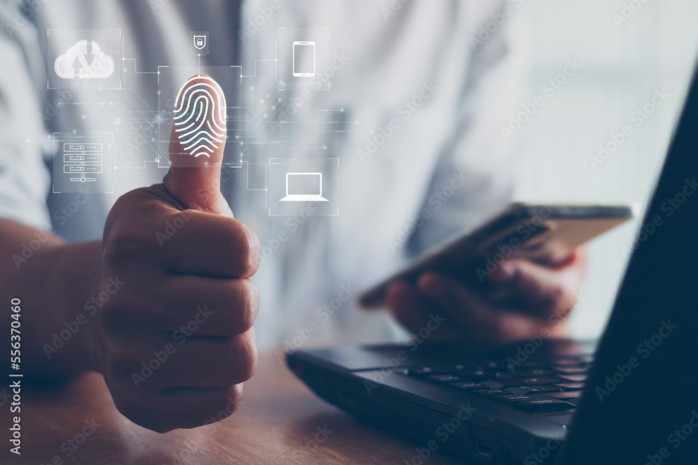 Fingerprint Authorization Access Concept Personal Data Information Security Person Unlocking