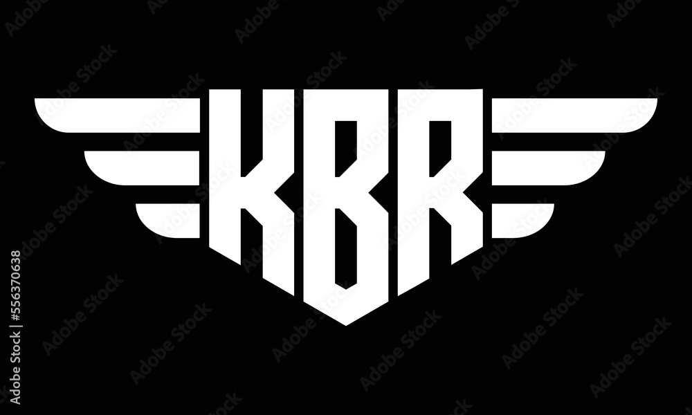 KBR three letter logo, creative wings shape logo design vector template ...