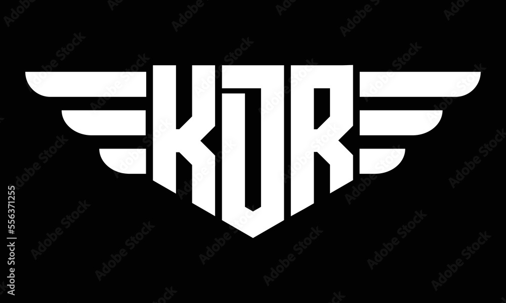 KDR three letter logo, creative wings shape logo design vector template ...
