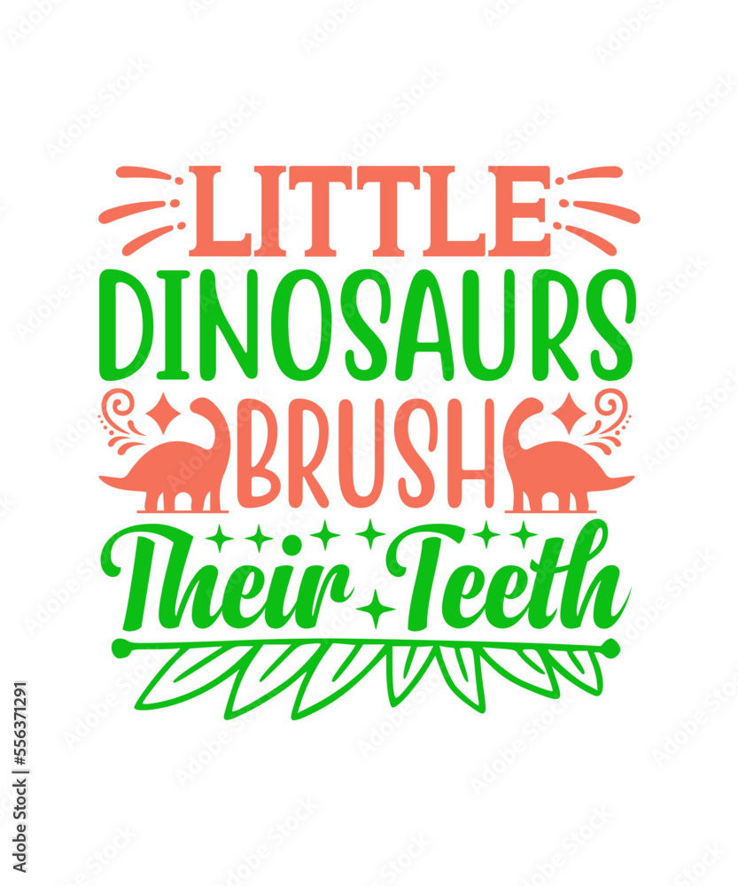 Little dinosaurs brush their teeth SVG, Dinosaurs Design Bundle ...