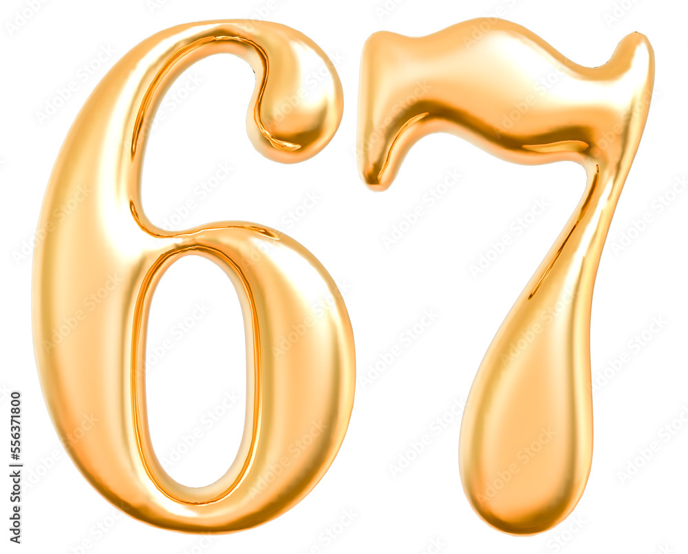 3d gold modern number 67 Stock Illustration | Adobe Stock