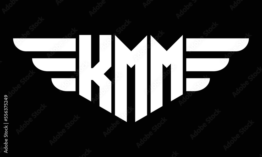KMM three letter logo, creative wings shape logo design vector template ...