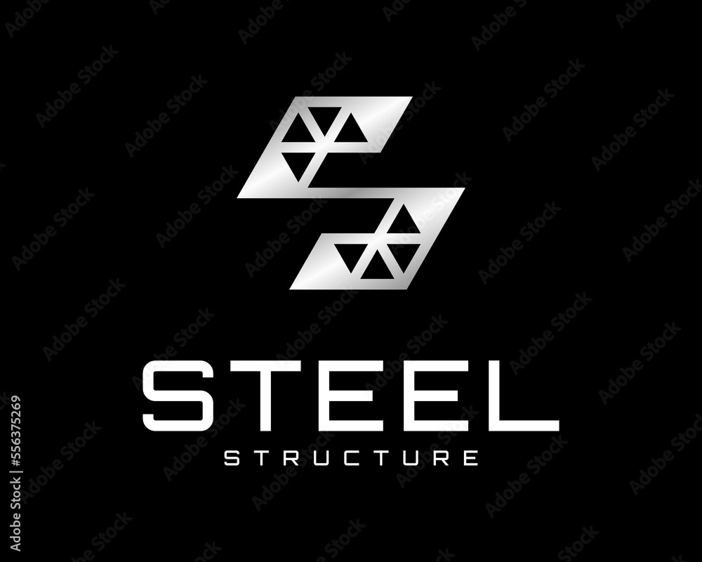 Letter S Steel Metal Stainless Silver Wireframe Structure Triangle ...