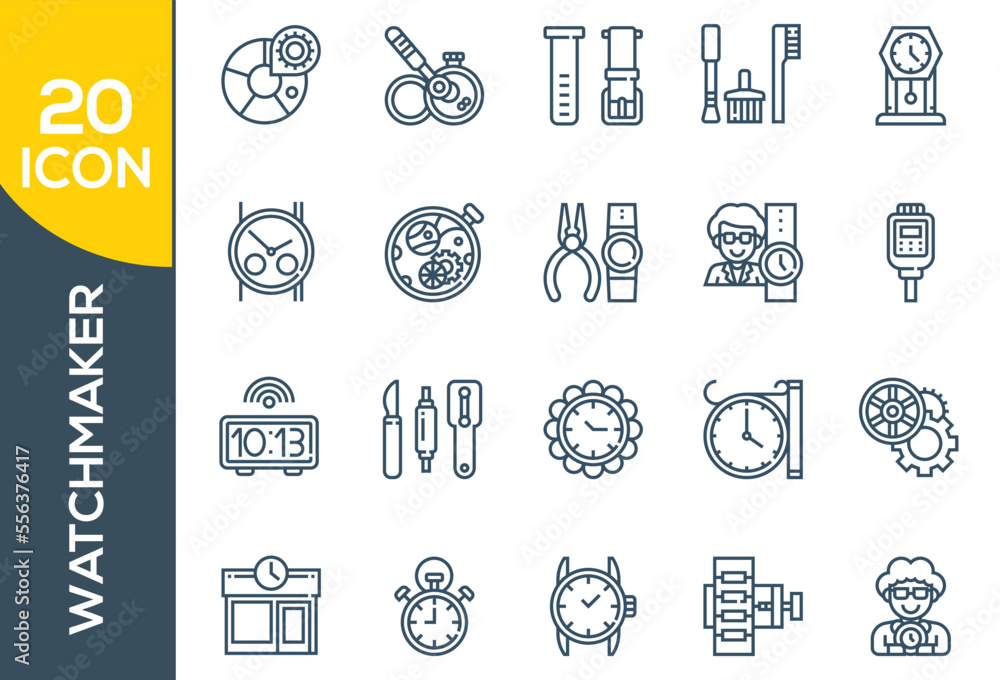 Watchmaker , Thin Line and Pixel Perfect Icons . Outline set of watch ...