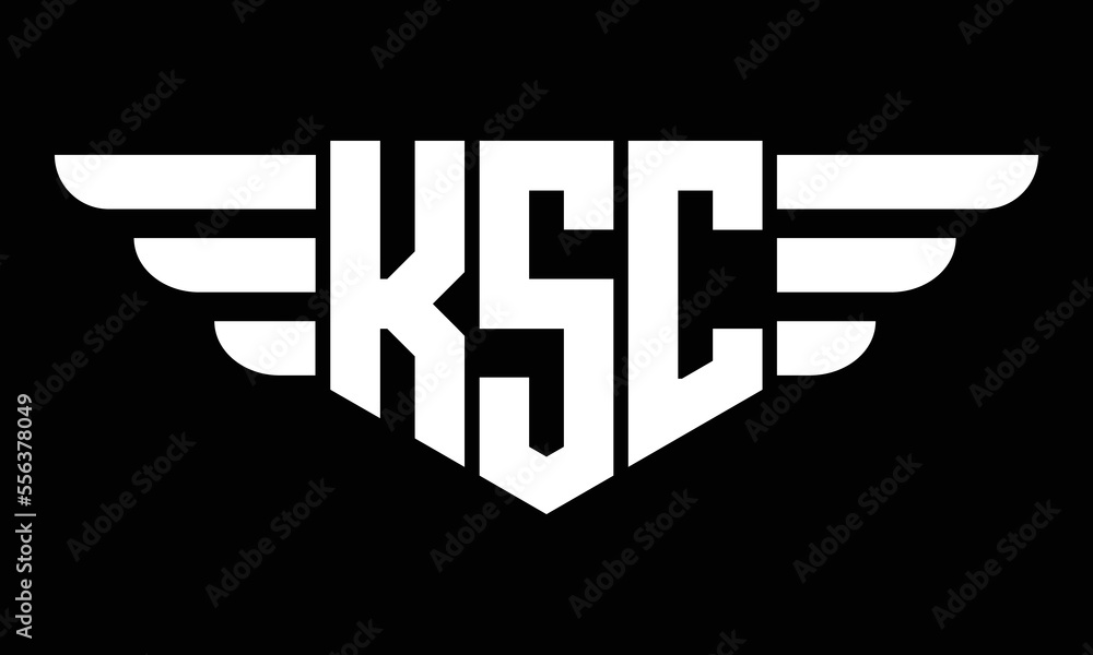 KSC three letter logo, creative wings shape logo design vector template ...