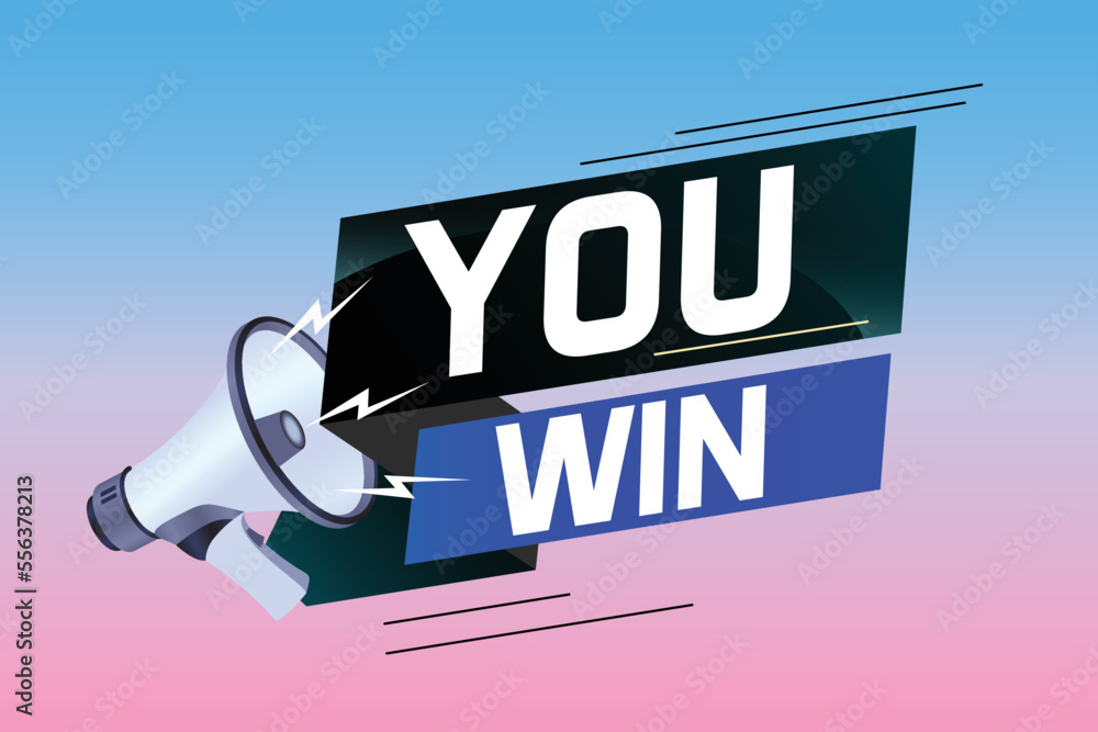 You win word concept vector illustration with megaphone and 3d style ...