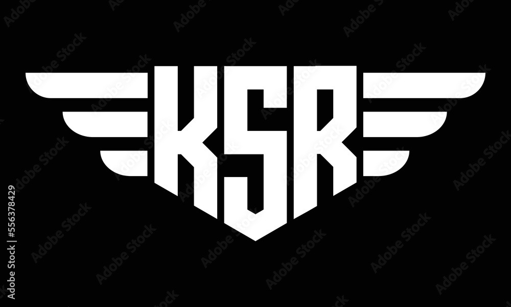 KSR three letter logo, creative wings shape logo design vector template ...