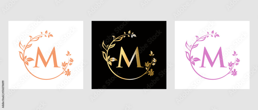 Letter M Beauty Logo for Decorative, Flower, Spa Template Stock Vector ...