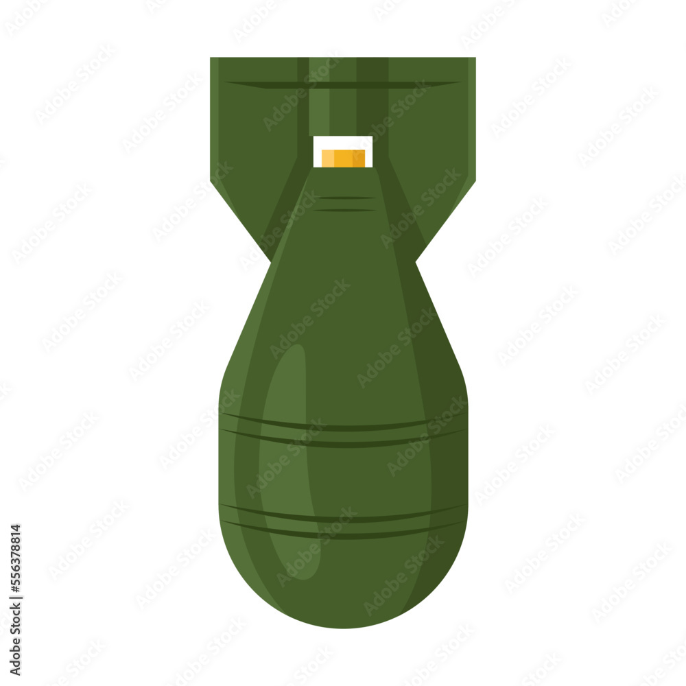Vector picture of heavy aerial bomb with tail and stabilizers in flat ...