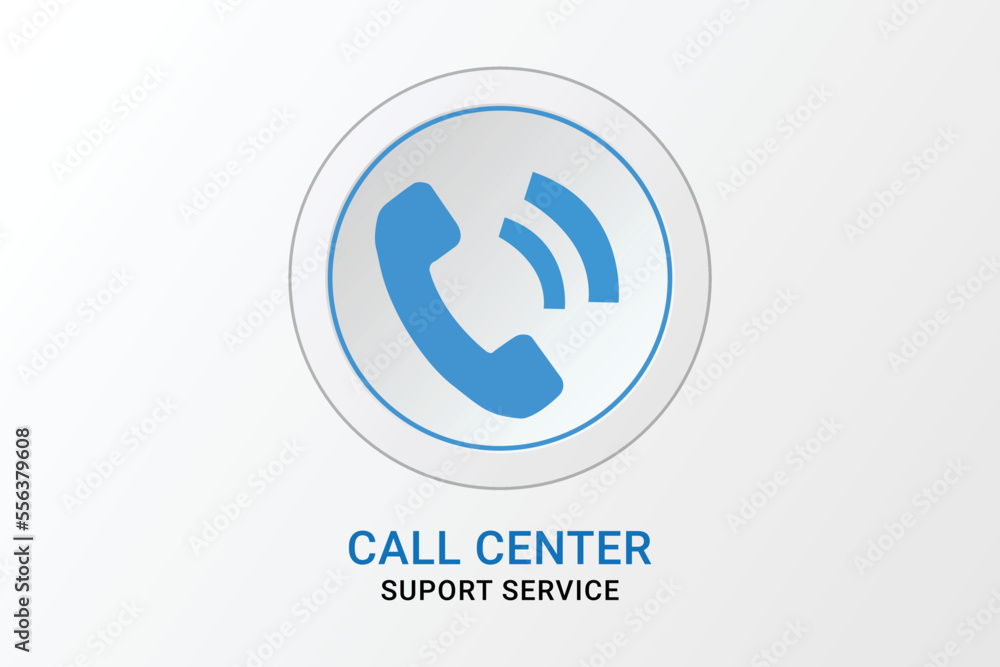Call center banner Blue and white phone call icon design Stock Vector ...