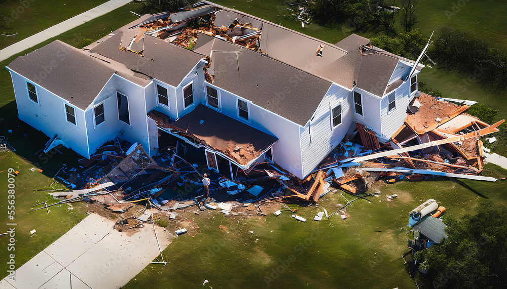 Scene of devastation as a hurricane has ravaged a once-beautiful house ...