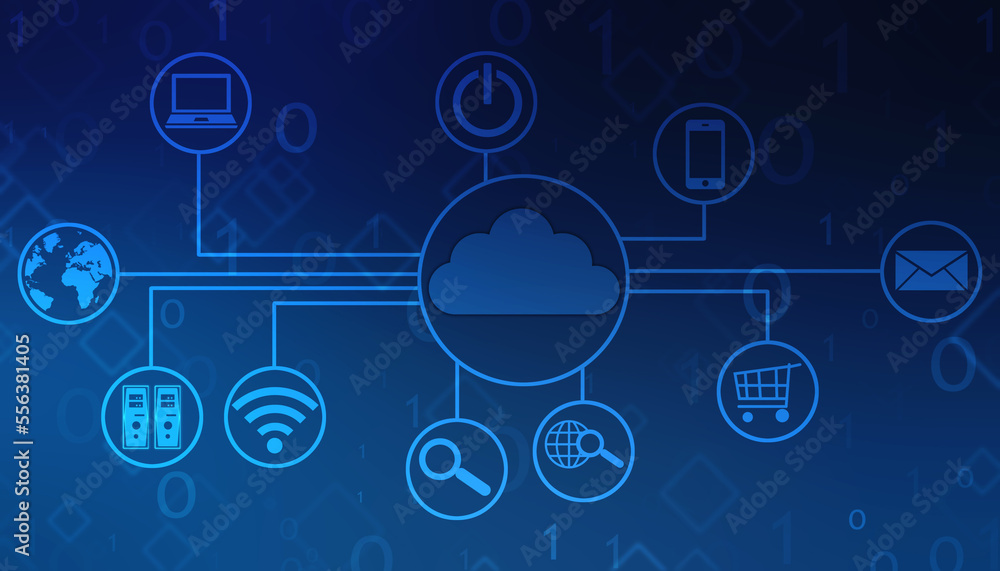 2d Illustration Of Cloud Computing Digital Cloud Computing And Network Concept Background