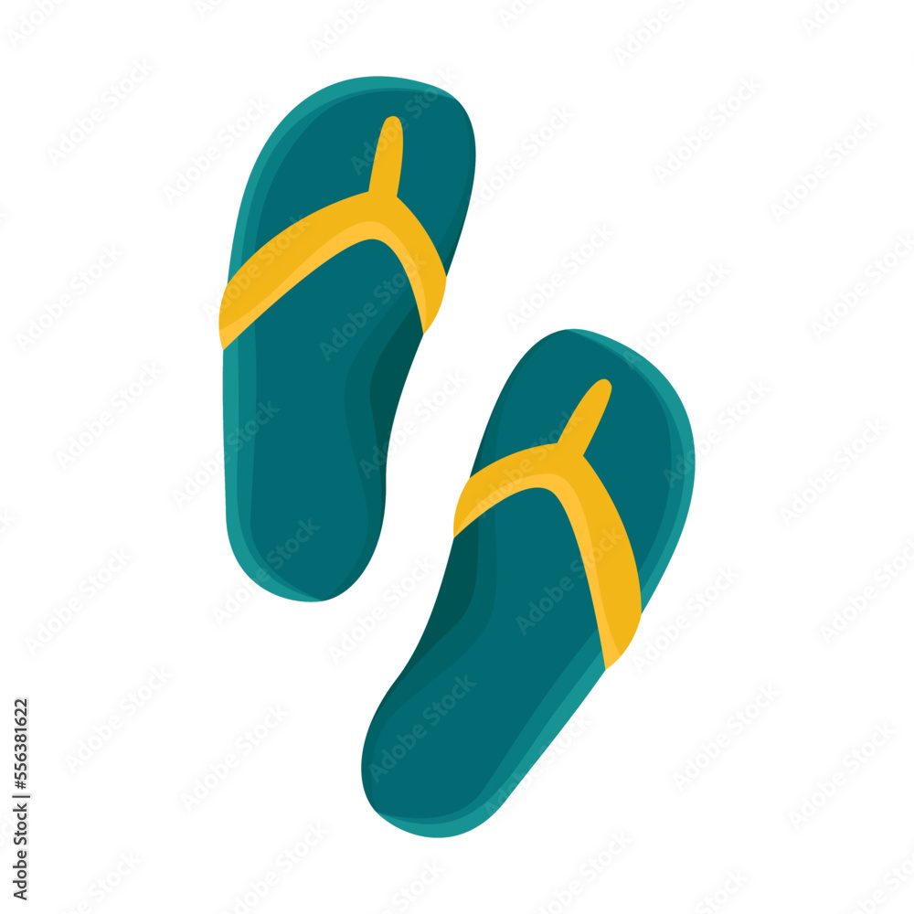 Comic pair of rubber slippers vector illustration. Cartoon isolated on ...
