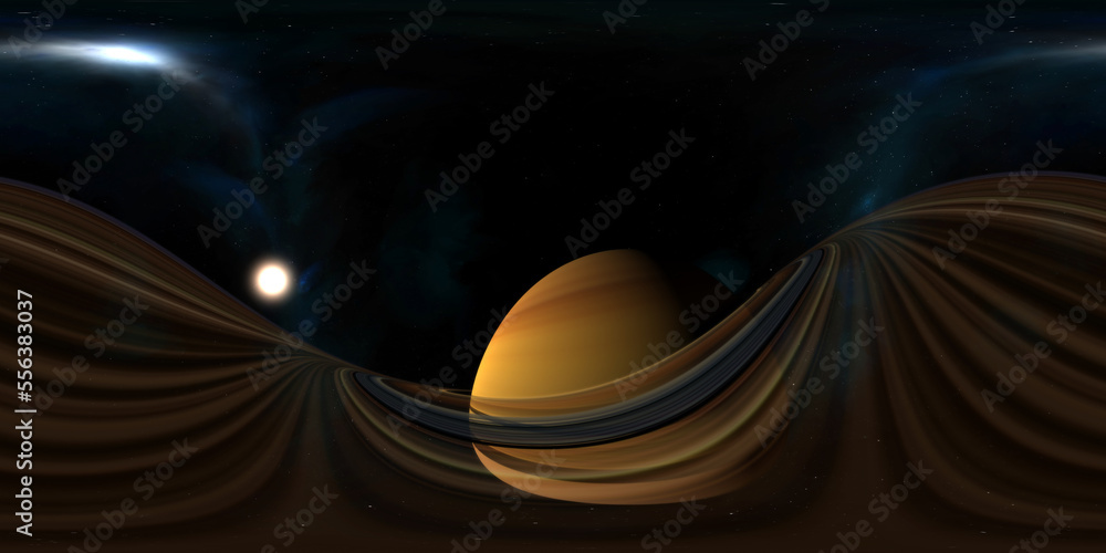 VR 12K 360 degree space background with Planet Saturn with detailed ...
