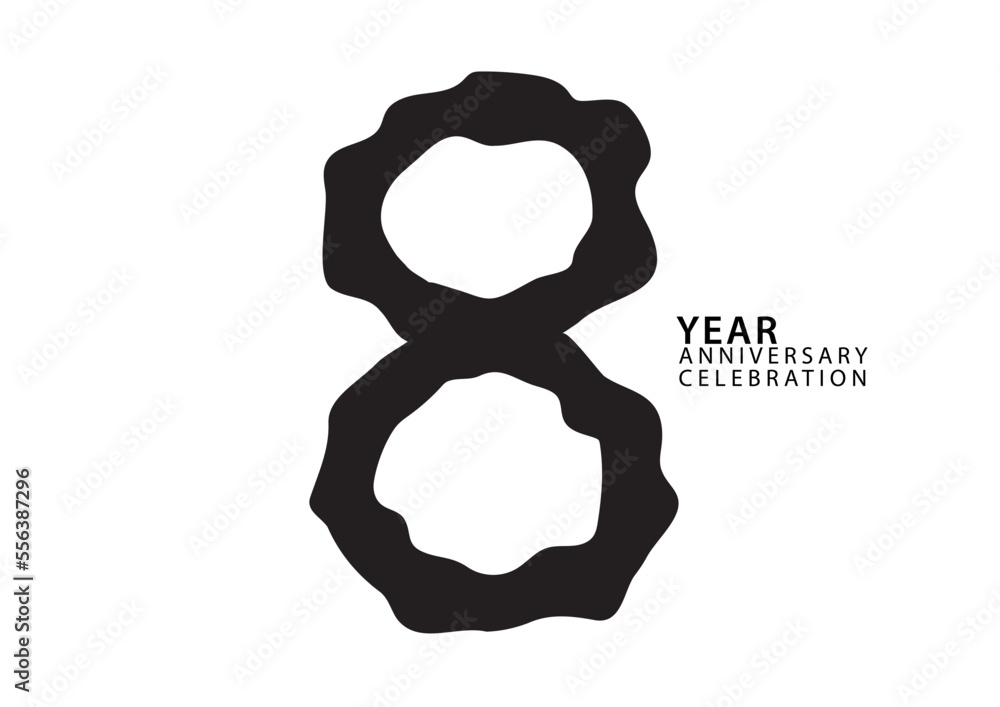 8 year anniversary celebration black color logotype vector, 8 number ...