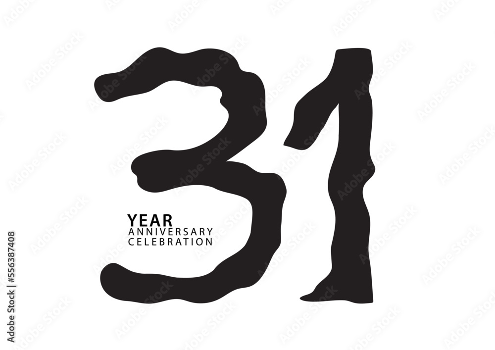 31 year anniversary celebration black color logotype vector, 31 number ...