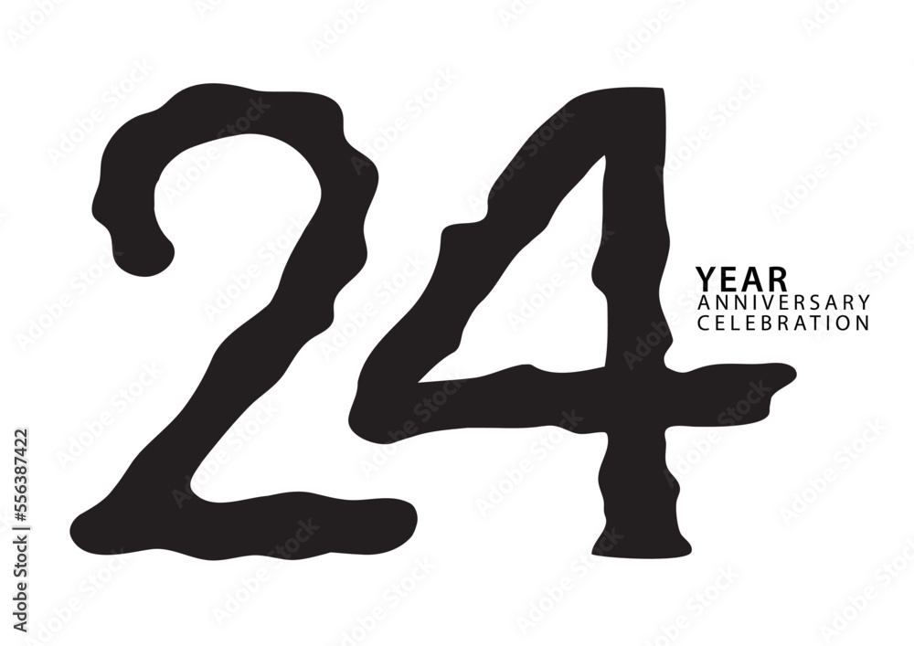24 year anniversary celebration black color logotype vector, 24 number ...