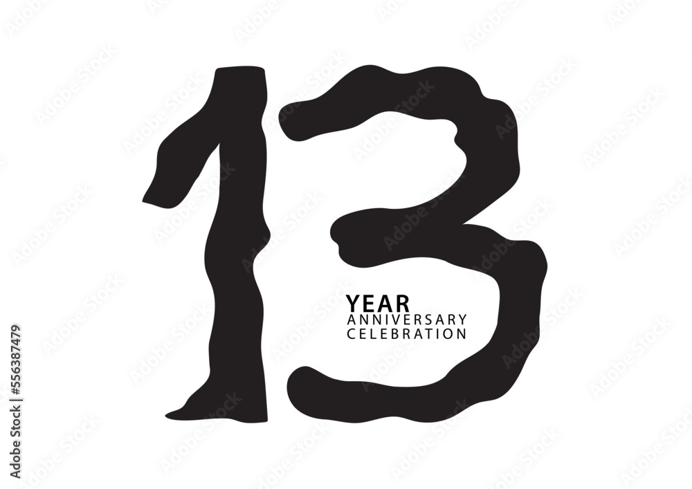 Vetor de 13 year anniversary celebration black color logotype vector ...