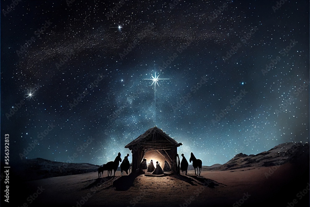 Christmas Nativity under the Stars ilustração do Stock | Adobe Stock