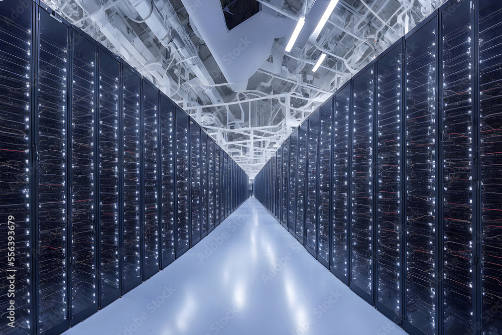 Data center server racks room. Datacenter cloud web storage computer ...