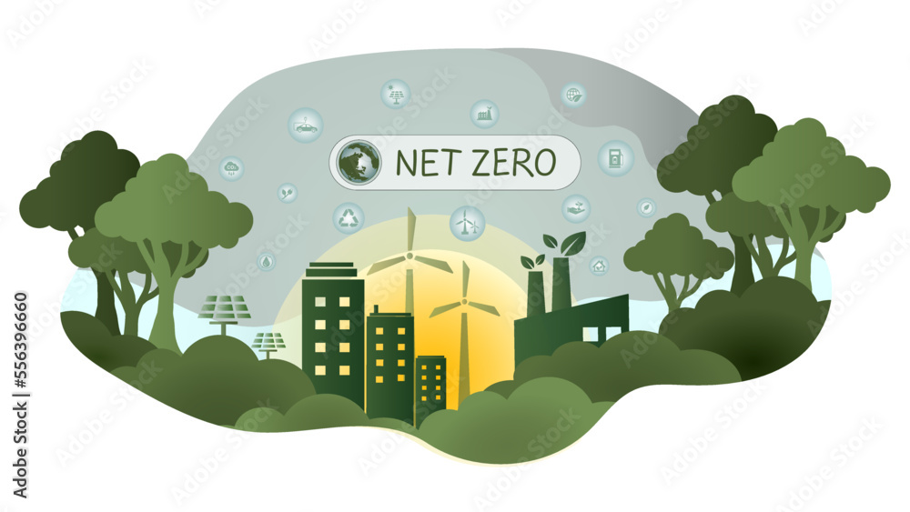 Net zero and carbon neutral concept. Net zero greenhouse gas emissions ...