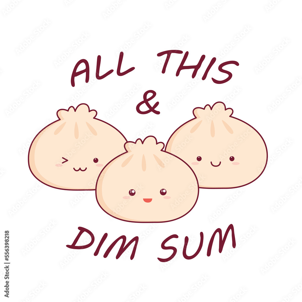Vektorová grafika „Cute happy smiling dim sum. Vector flat cartoon ... Vektorová grafika „Cute happy smiling dim sum. Vector flat cartoon ...