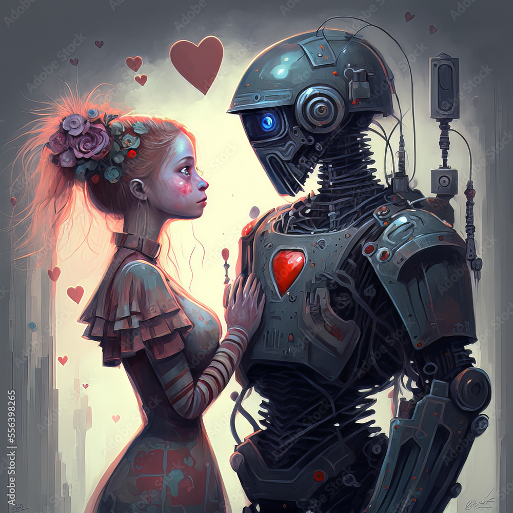 Love for AI, human machine interaction - Created with generative AI ...