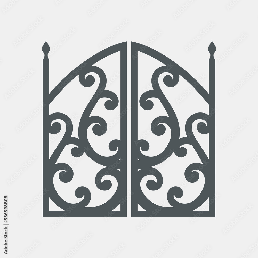 Ornate silhouette vintage gate quality vector illustration cut Stock ...