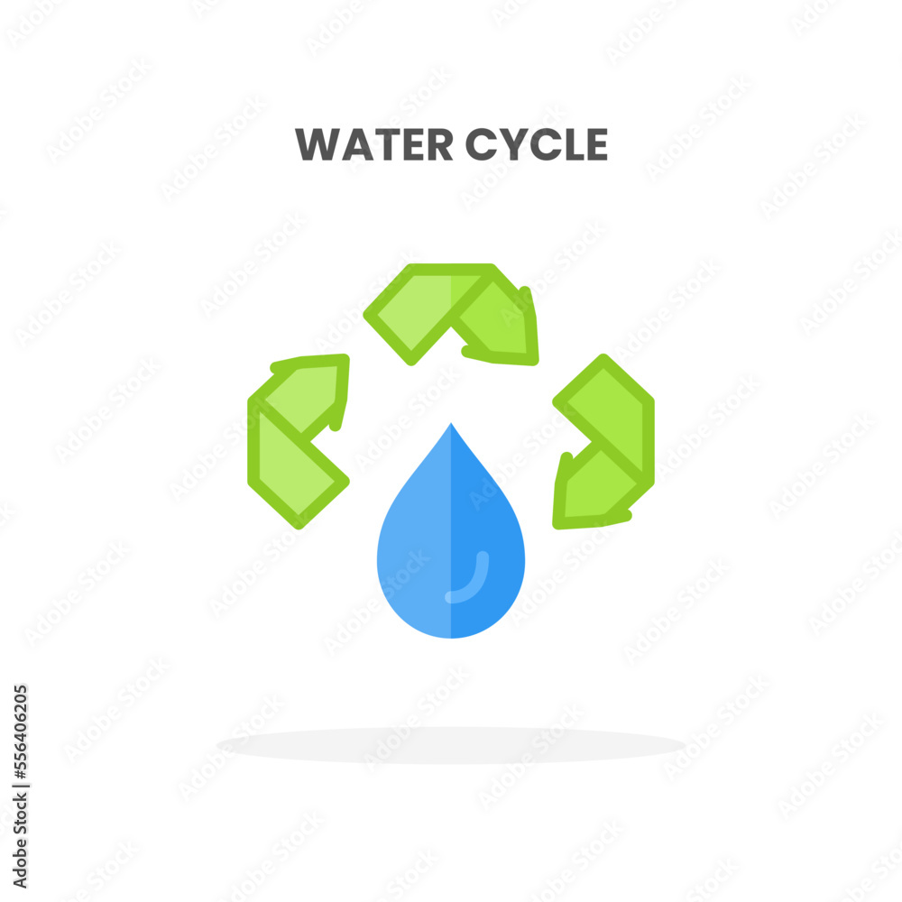 Water Cycle icon flat. Vector illustration on white background. Can ...