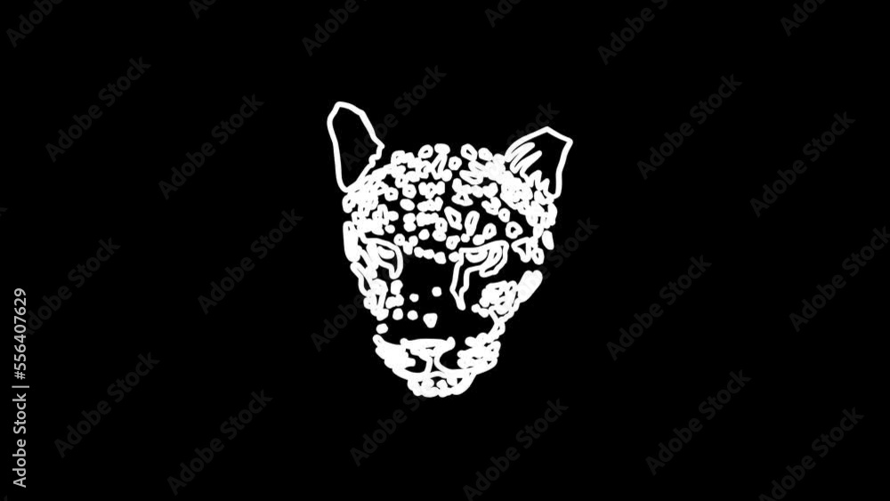 leopard head silhouette icon sign or symbol animation. White Highlight ...