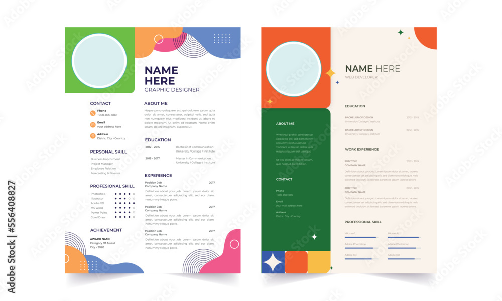Vektorová grafika „Professional Resume CV Template Layout. Beautiful CV ...